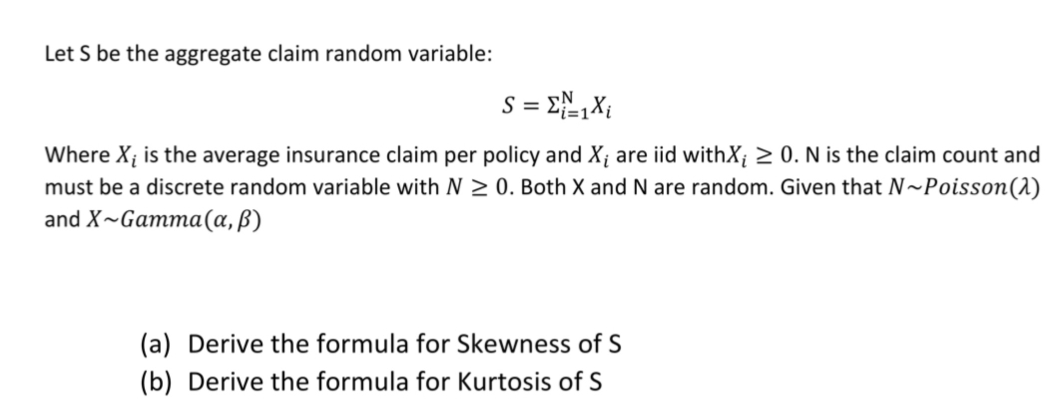Solved Let S ﻿be the aggregate claim random | Chegg.com