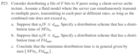Solved 23. Consider distributing a file of F bits to N peers | Chegg.com