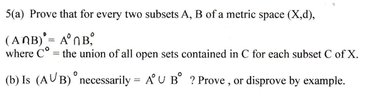 Solved 5(a) Prove that for every two subsets A, B of a | Chegg.com
