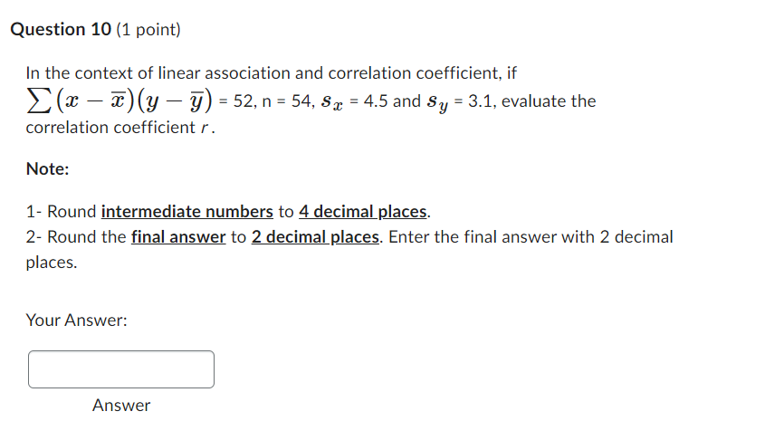 Solved In the context of linear association and correlation | Chegg.com