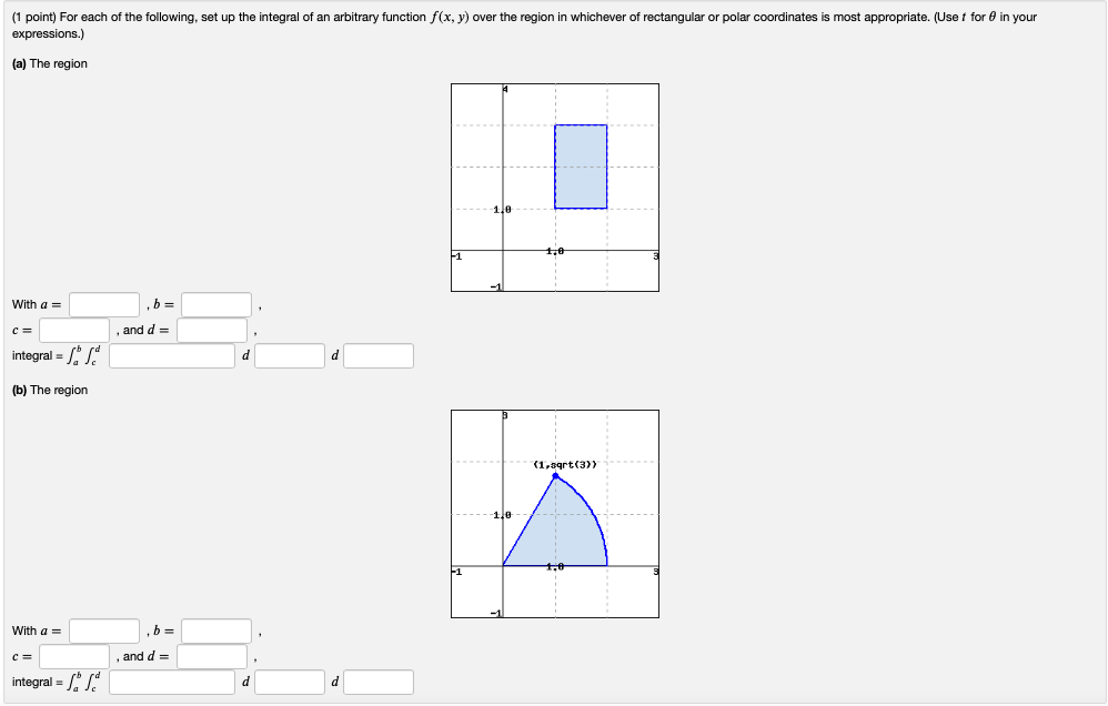 Solved (1 point) For each of the following, set up the | Chegg.com