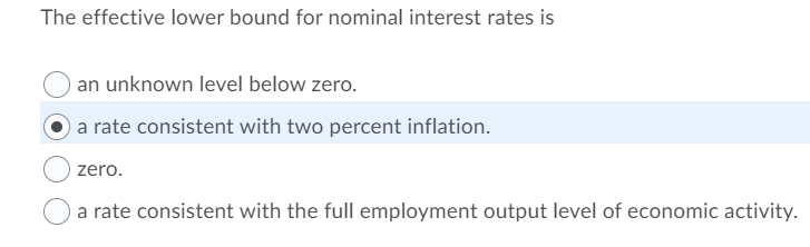 Solved The effective lower bound for nominal interest rates | Chegg.com