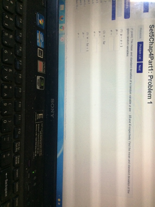 Solved The Mean And Standard Deviation Of A Random Variable