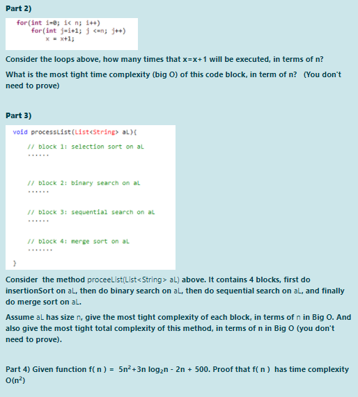 Solved Part 2) for (int 1-0; i