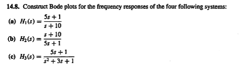 Solved 14.8. Construct Bode plots for the frequency | Chegg.com