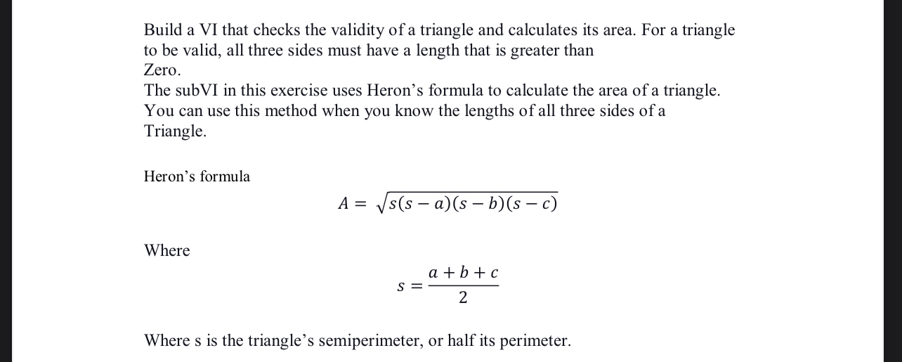 Solved Build a VI that checks the validity of a triangle and | Chegg.com