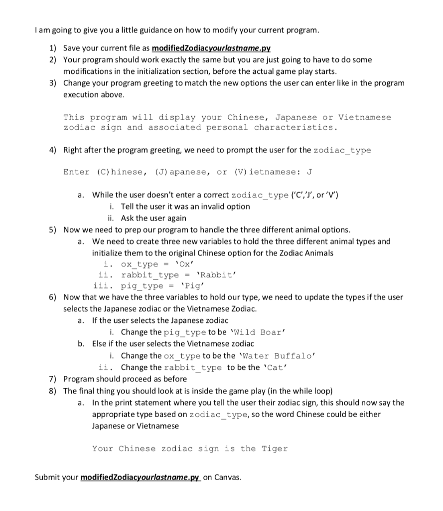 Solved How to modify Chinese zodiac program to also include | Chegg.com