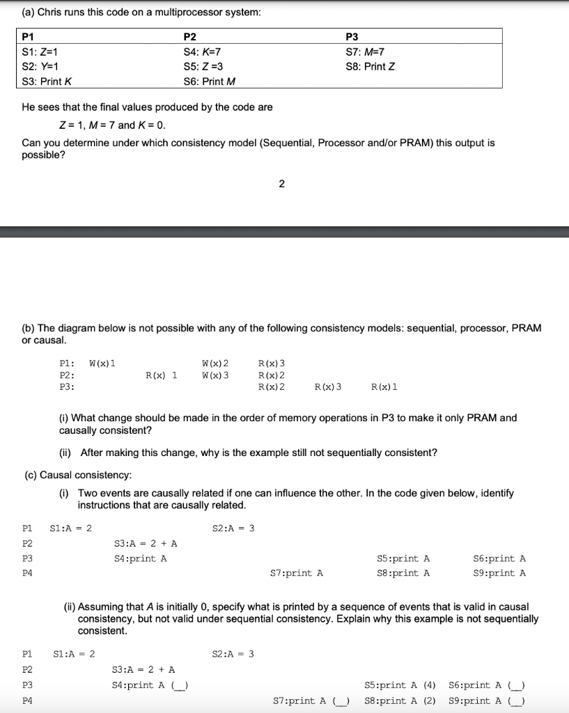 Solved (a) Chris runs this code on a multiprocessor system: | Chegg.com