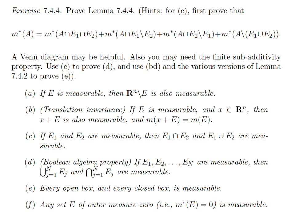 Solved Exercise 7.4.4. Prove Lemma 7.4.4. (Hints: for (c), | Chegg.com