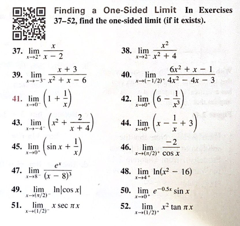 Solved Finding a One-Sided Limit In Exercises 37-52, find | Chegg.com