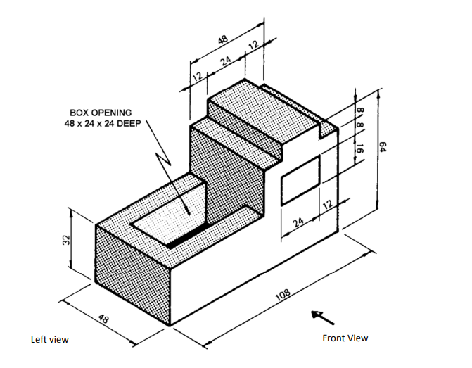 Solved Create 3 orthographic projections of the given 3D | Chegg.com