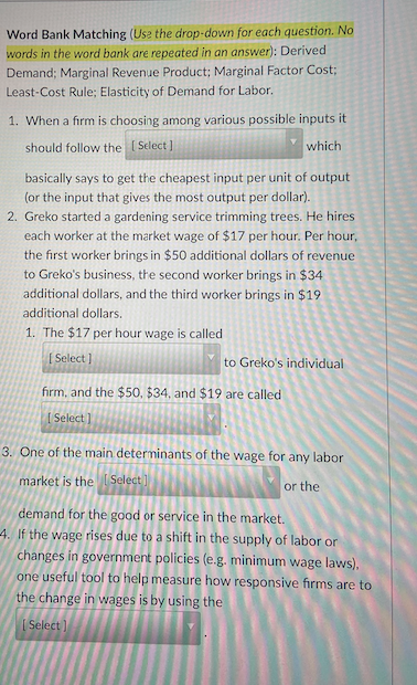 Solved Word Bank Matching (Use the drop-down for each | Chegg.com