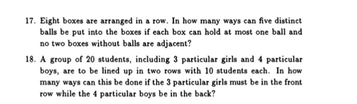 Solved 17. Eight boxes are arranged in a row. In how many | Chegg.com