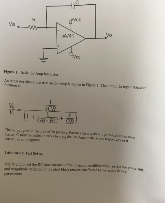 Integrator Laboratory Exercises Op-Amps are | Chegg.com