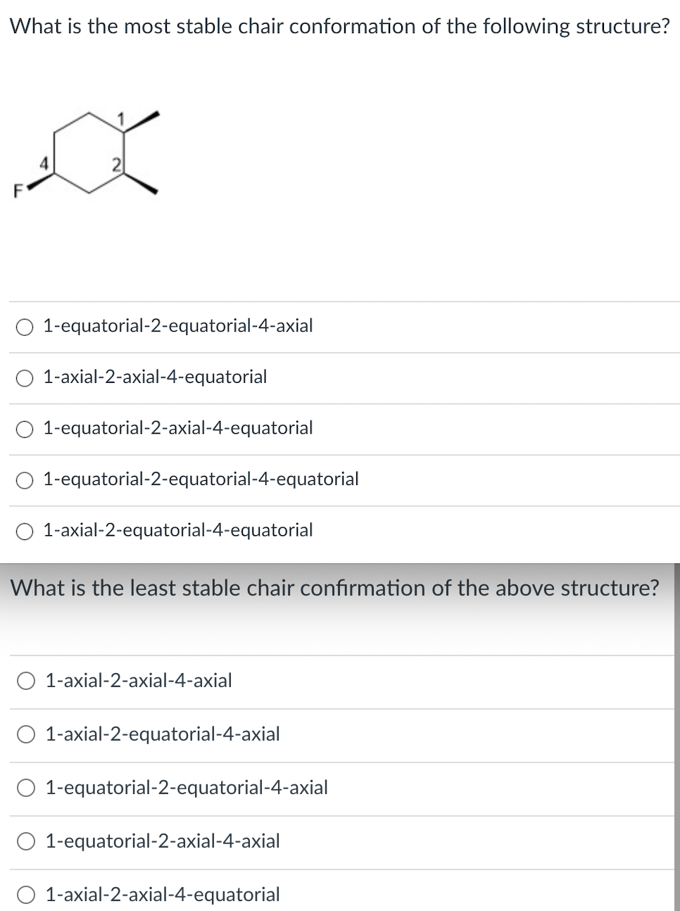 Solved What is the most stable chair conformation of the | Chegg.com