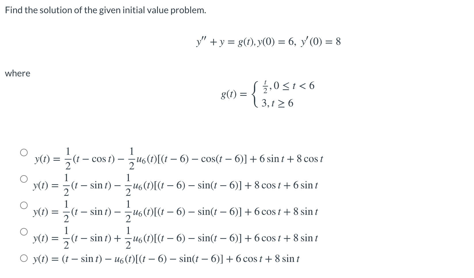 Solved Find the solution of the given initial value problem. | Chegg.com
