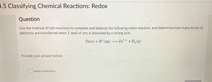 Solved .5 Classifying Chemical Reactions: Redox Question Use | Chegg.com