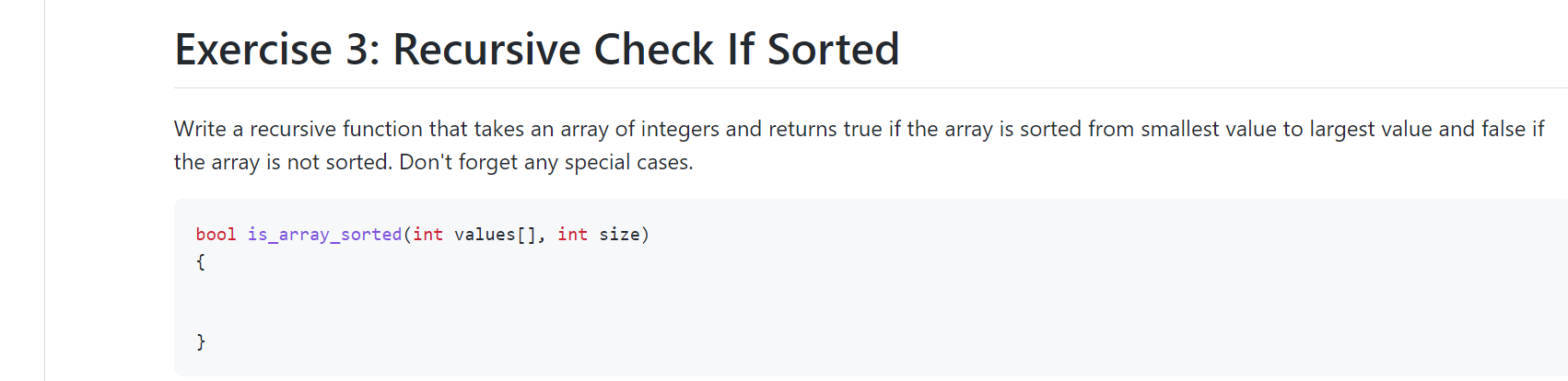 Solved Exercise 3 Recursive Check If Sorted Write A