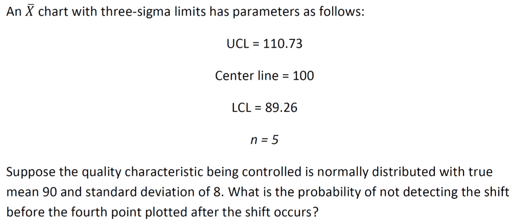 Solved An X chart with three-sigma limits has parameters as | Chegg.com