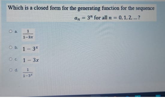 Solved Which of the following represents the generating | Chegg.com