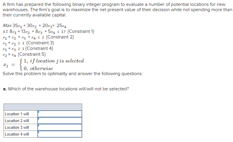Solved + + + A firm has prepared the following binary | Chegg.com