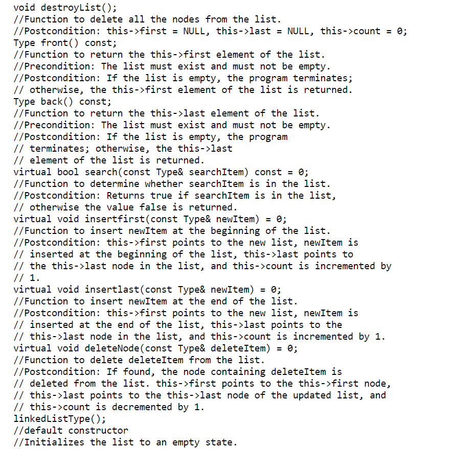 Solved Part 1: Starting from the unorderedLinkedList.h | Chegg.com