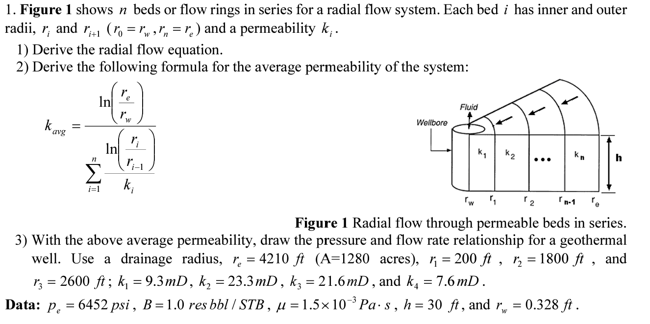 Solved Figure 1 ﻿shows n ﻿beds or flow rings in series for a | Chegg.com