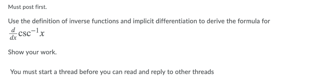 Solved Must post first. Use the definition of inverse | Chegg.com