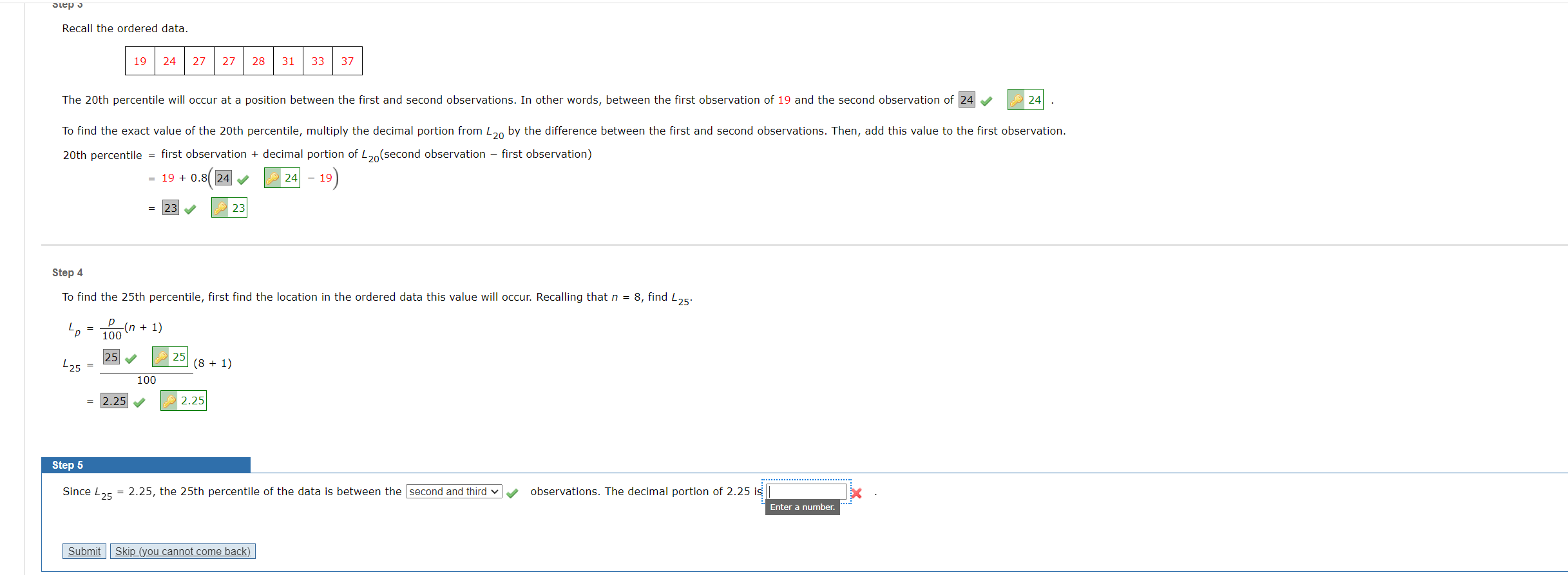 Solved Recall the ordered data. | Chegg.com