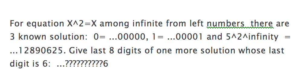 Solved = = For equation X^2=X among infinite from left | Chegg.com