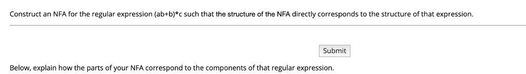 Solved Construct an NFA for the regular expression (ab+b)*C | Chegg.com