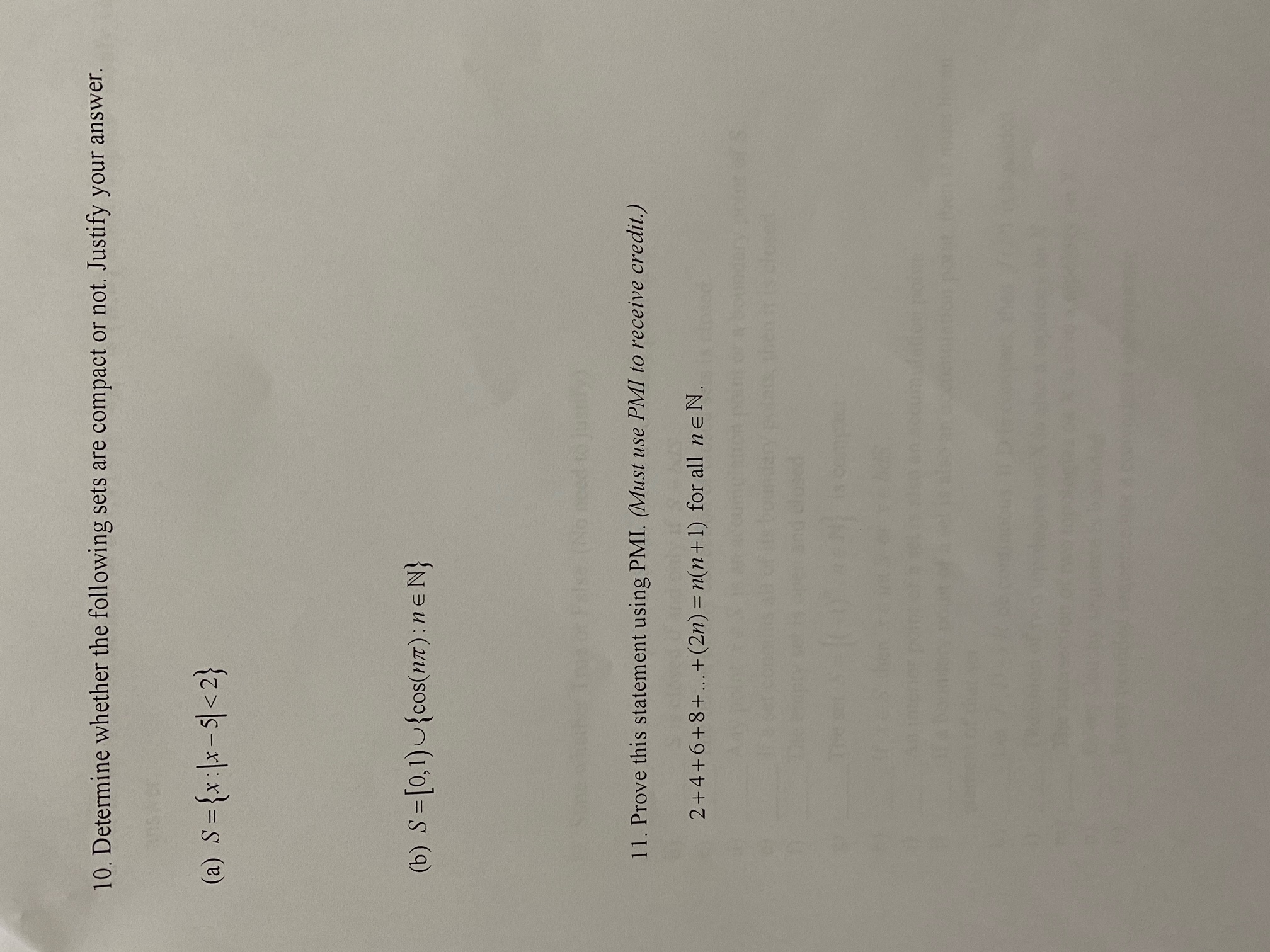 Solved 10. Determine whether the following sets are compact | Chegg.com