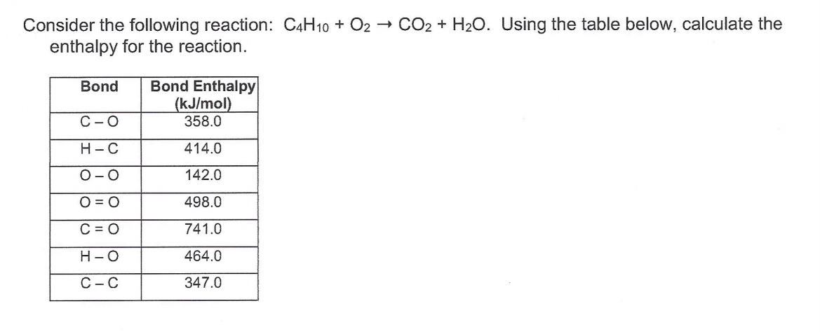 Solved Consider the following reaction: C4H10 + O2 + CO2 + | Chegg.com