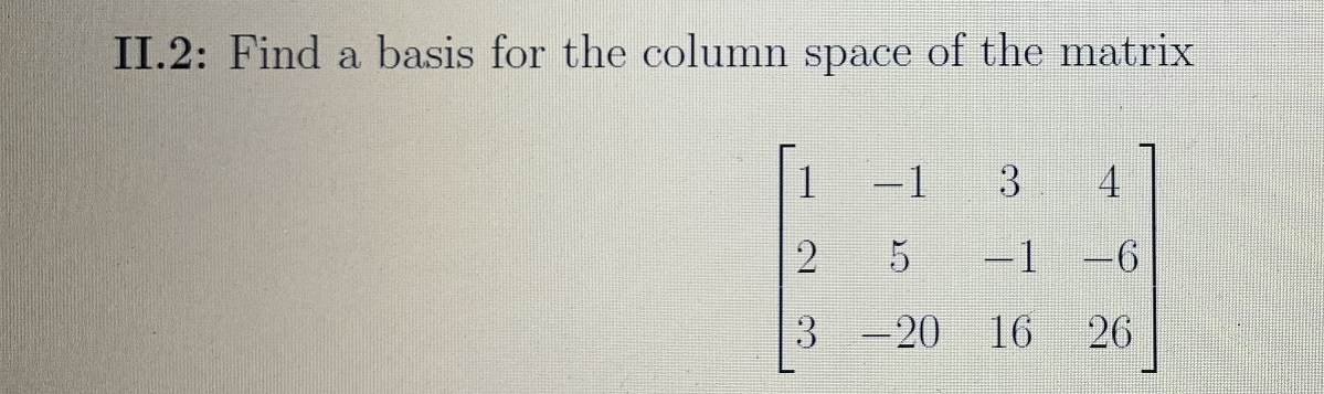 Solved II.2: Find a basis for the column space of the matrix | Chegg.com