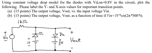 Solved Using constant voltage drop model for the diodes with | Chegg.com