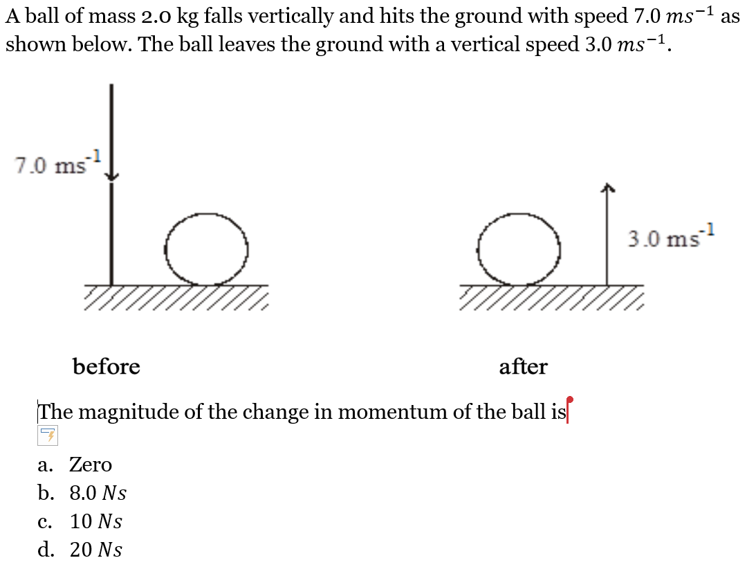 Solved A ball of mass 2.0 kg falls vertically and hits the | Chegg.com