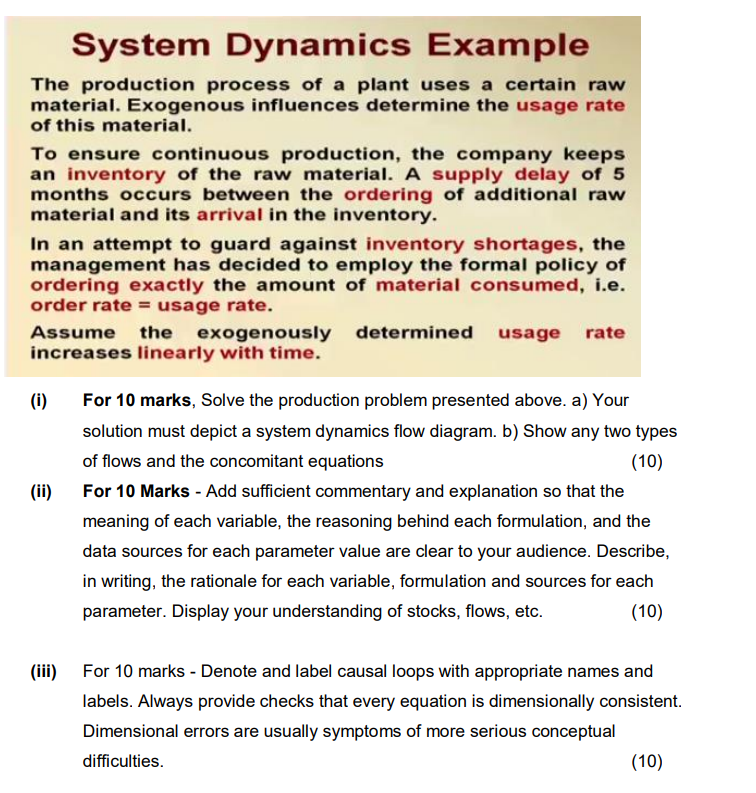 Solved System Dynamics Example The production process of a | Chegg.com