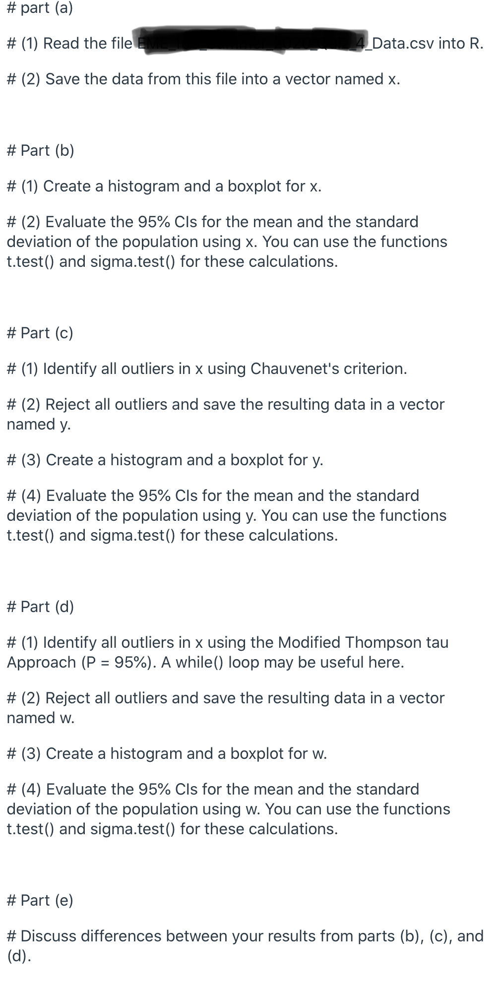 # part (a) # (1) Read the file _Data.csv into R. # | Chegg.com