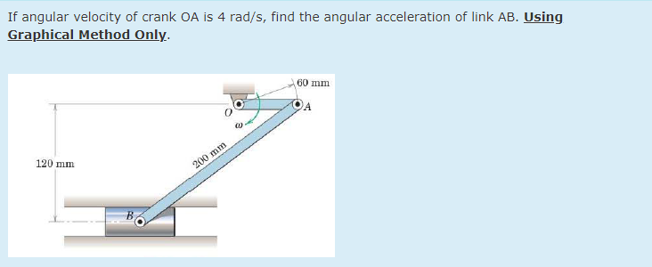 Solved If angular velocity of crank OA is 4 rad/s, find the | Chegg.com