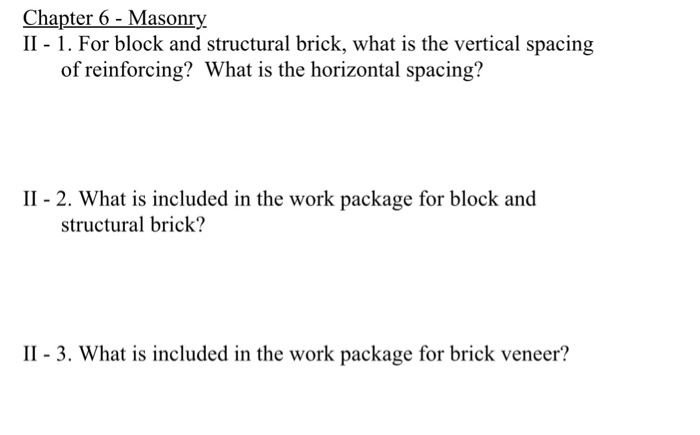 Solved Chapter 6-Masonry II - 1. For block and structural | Chegg.com