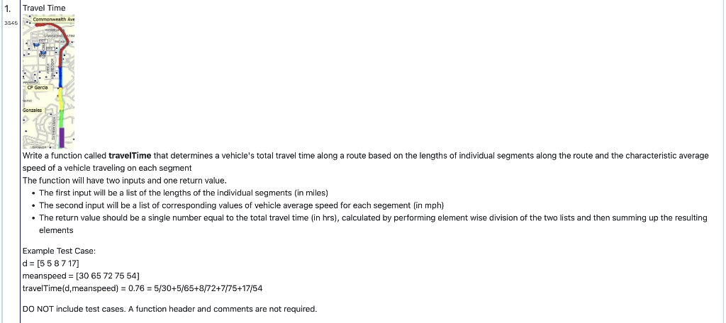Solved WRITE FUNCTIONS IN MATLAB!!!!! Travel Time Write a | Chegg.com Solved WRITE FUNCTIONS IN MATLAB!!!!! Travel Time Write a | Chegg.com