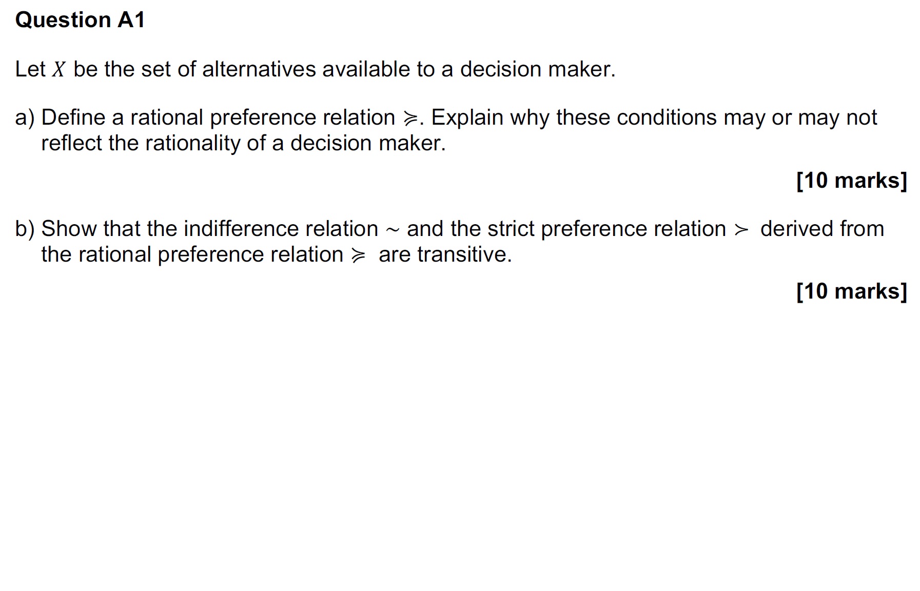 Solved Let X be the set of alternatives available to a | Chegg.com