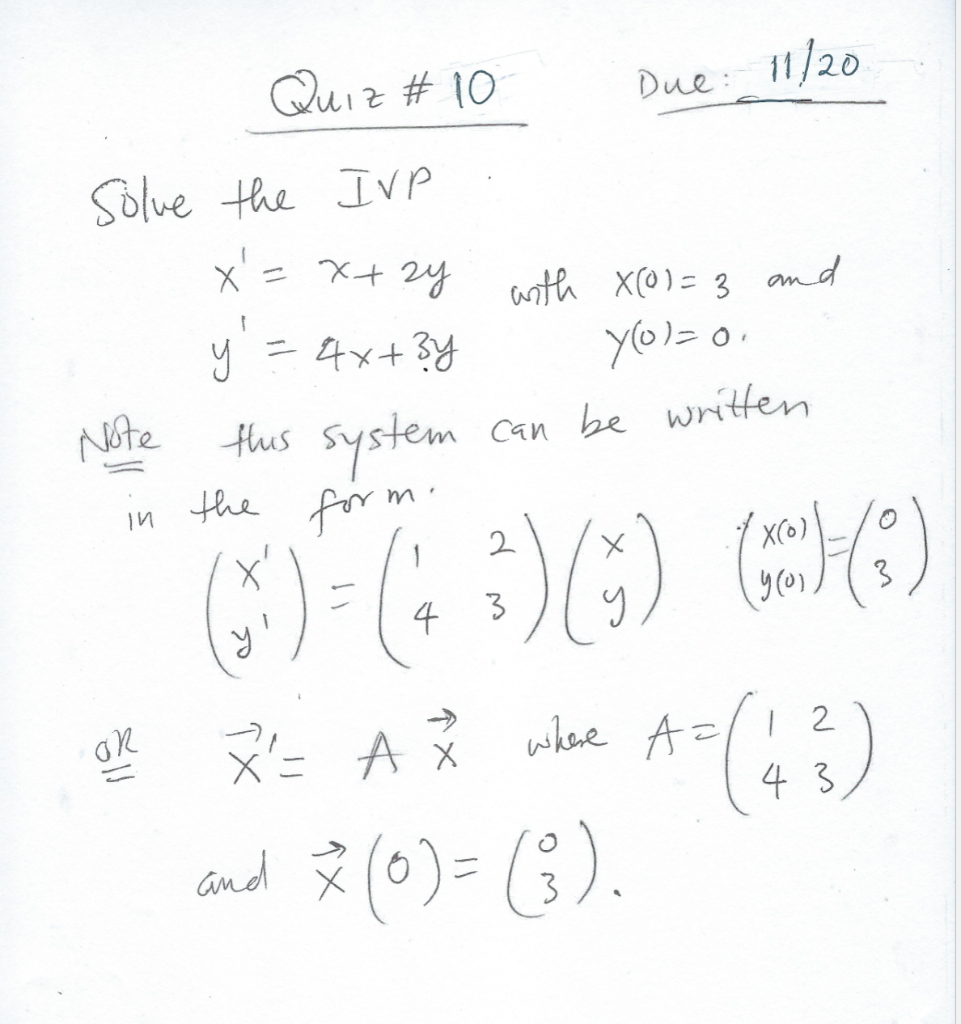 Solved Solve the IVP x′=x+2y with x(0)=3 and y′=4x+3yy(0)=0. | Chegg.com