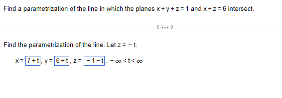 Solved Find a parametrization of the line in which the | Chegg.com