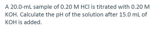 Solved A 20.0-mL sample of 0.20 M HCl is titrated with 0.20 | Chegg.com