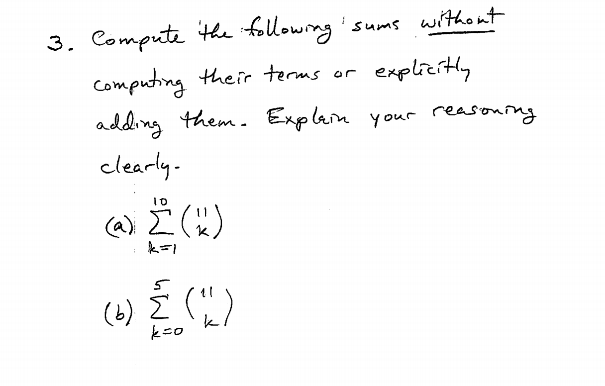 Solved 3. Compute the following sums without computing their | Chegg.com