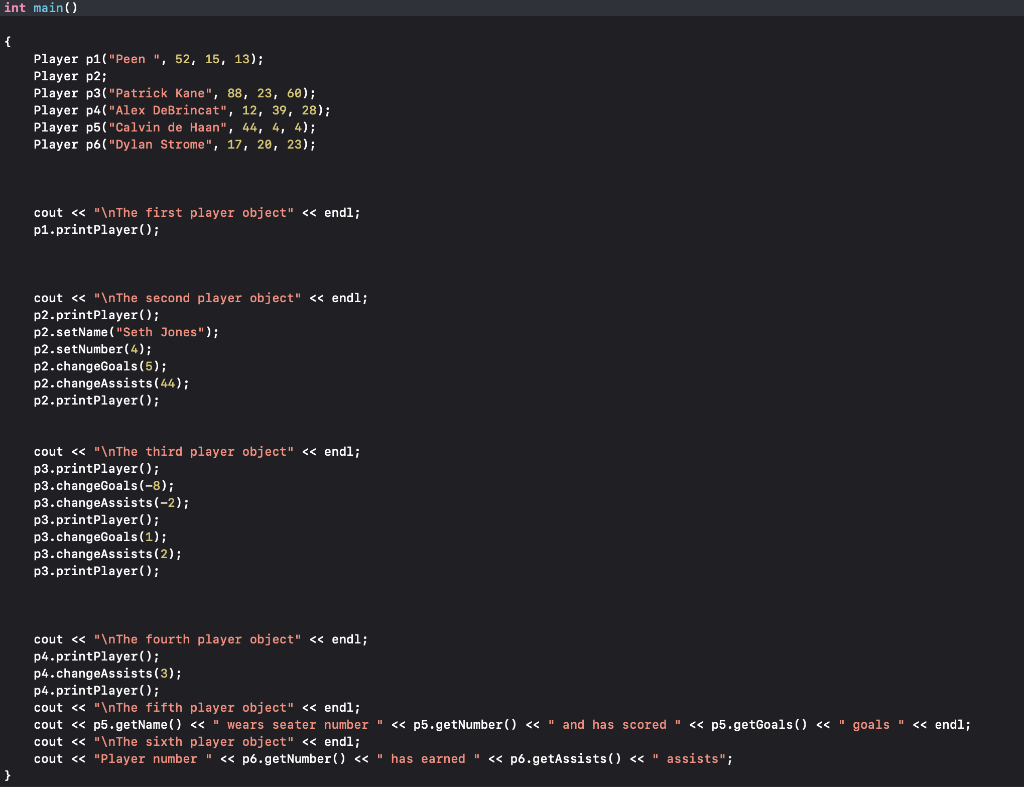 Solved Overview For this assignment, modify the Player class | Chegg.com
