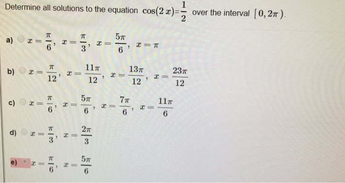 Solved Determine all solutions to the equation cos(2 z) over | Chegg.com