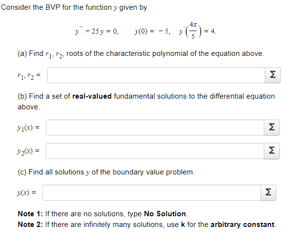 Solved Consider the BVP for the function y given by y + 25 y | Chegg.com