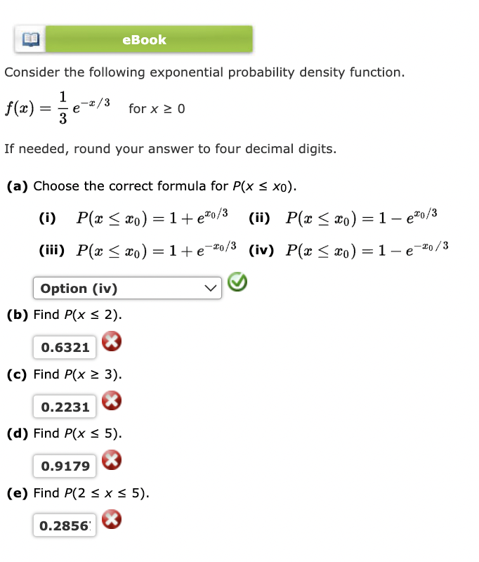 Solved Consider the following exponential probability | Chegg.com
